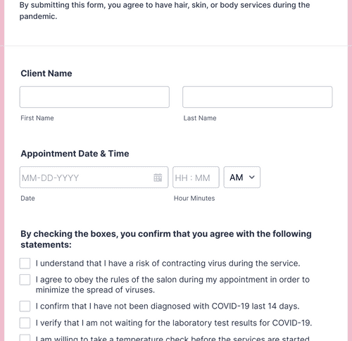 Beauty Salon Consent Form Template | Jotform