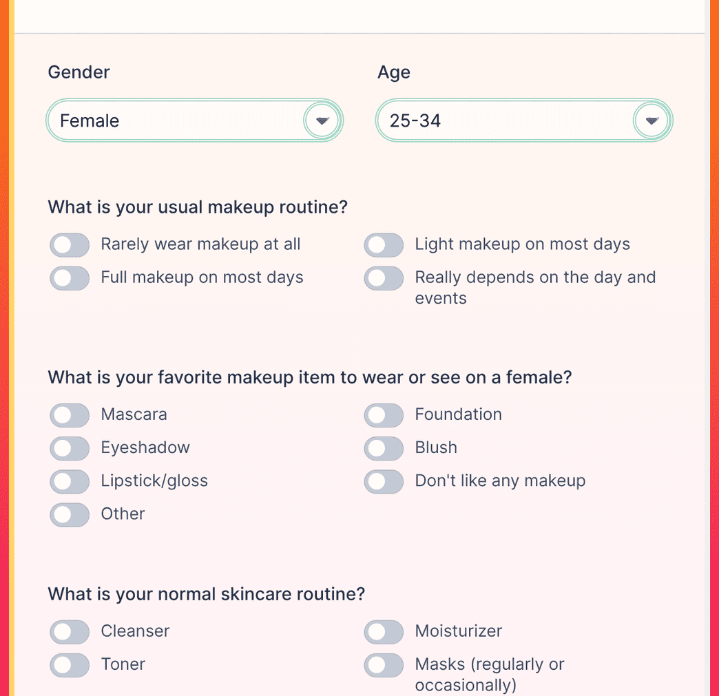Beauty Survey Form Template | Jotform