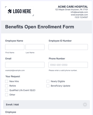 Benefits Open Enrollment Form Template | Jotform