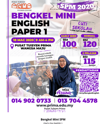 Bengkel Mini SPM: English Paper 1 Form Template | Jotform