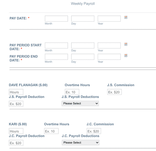 Payroll Weekly Payment Form Template | Jotform
