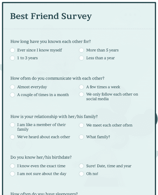 Best Friend Survey Form Template | Jotform