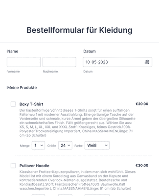 Sneaker Bestellformular Formularvorlage | Jotform