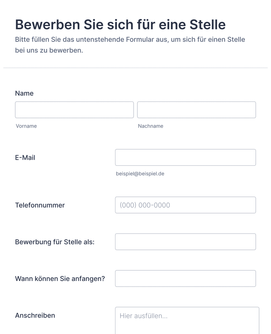 Bewerbungsformular für einen Job Formularvorlage | Jotform