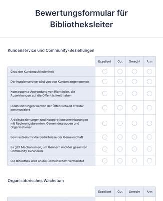 Bewertungsformular für Bibliotheksleiter Formularvorlage | Jotform
