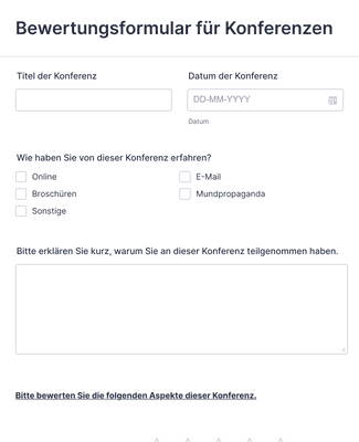 Bewertungsformular für Konferenzen Formularvorlage | Jotform