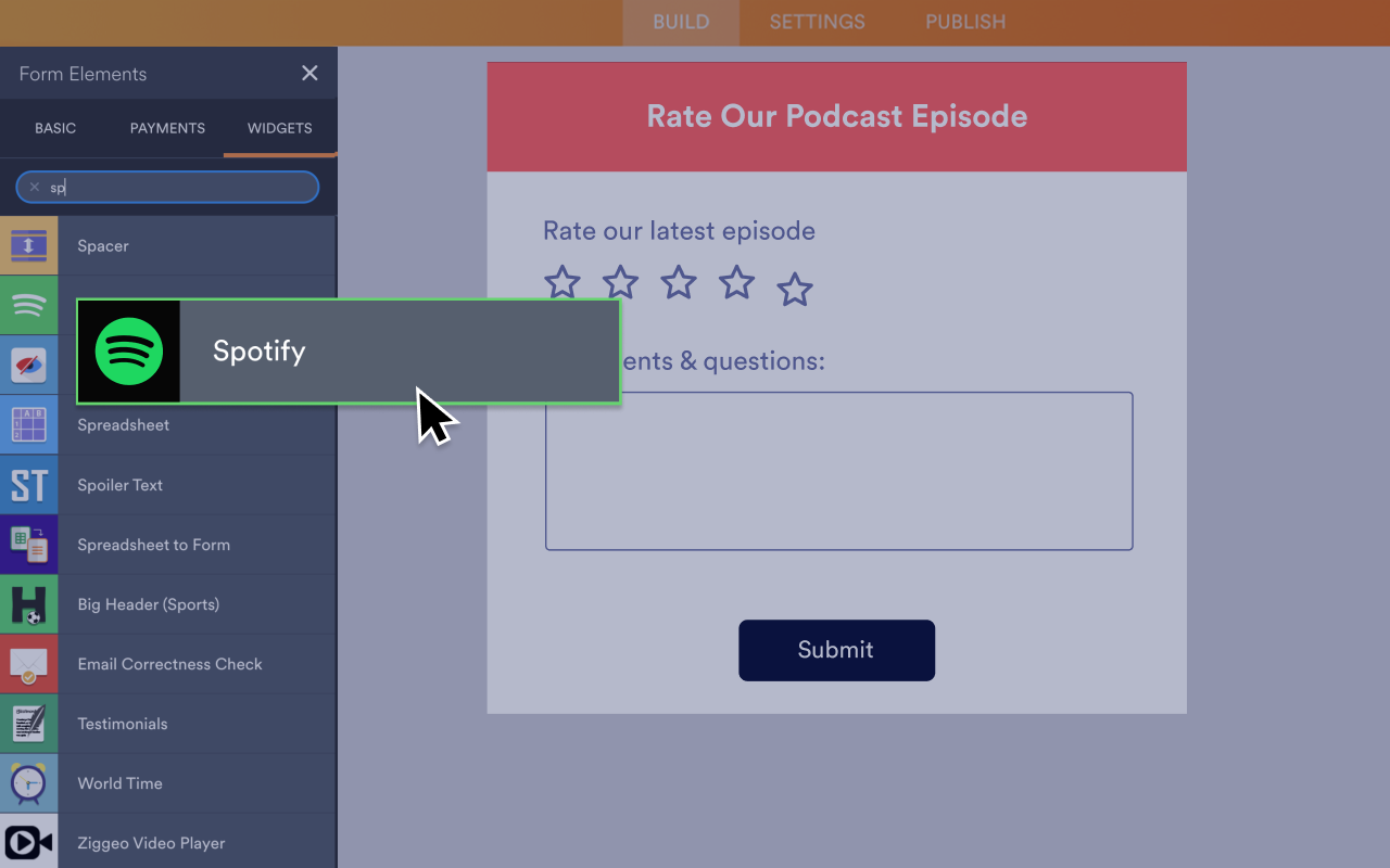 Spotify - Form Widgets | Jotform