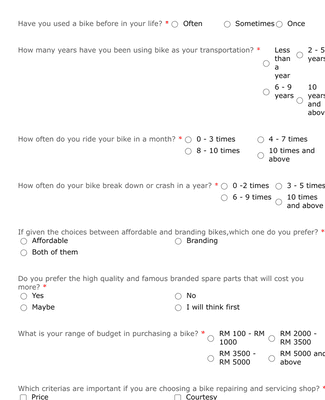 Bike Auto Services Questionnaire Form Template | Jotform