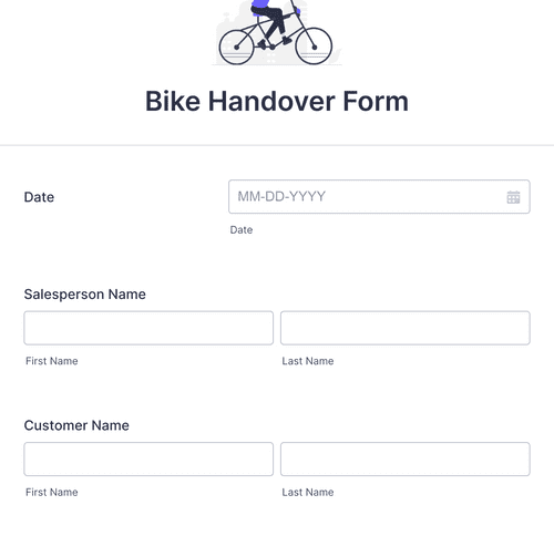 Bike Handover Form Template | Jotform