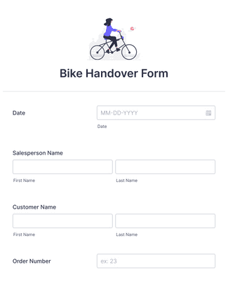 Bike Handover Form Template | Jotform