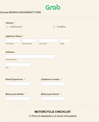 Biker Assessment Form Template | Jotform