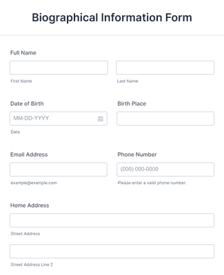 Biographical Information Form Template | Jotform
