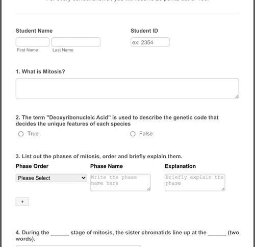 Biology Quiz Form Template | Jotform