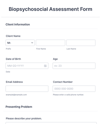 Biopsychosocial Assessment Form Template | Jotform