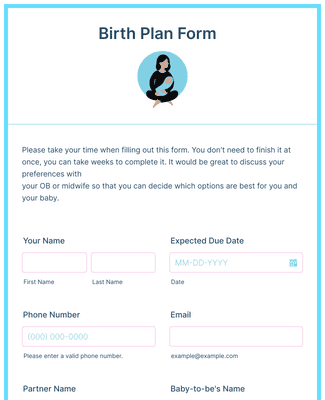 Birth Plan Form Template | Jotform