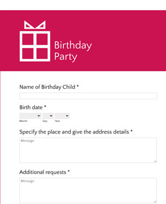 Birthday Event Registration Form - Responsive Form Template | Jotform