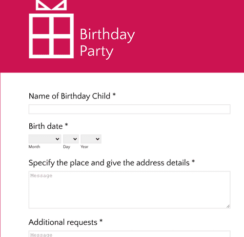 Birthday Event Registration Form - Responsive Form Template | Jotform