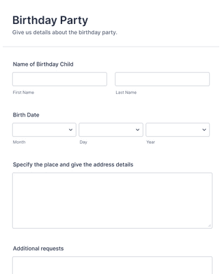 Birthday Party Invitation Template Form Template | Jotform