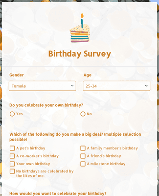 Birthday Survey Form Template | Jotform