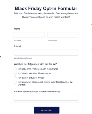 Black Friday Opt-In Formularvorlage Formularvorlage | Jotform