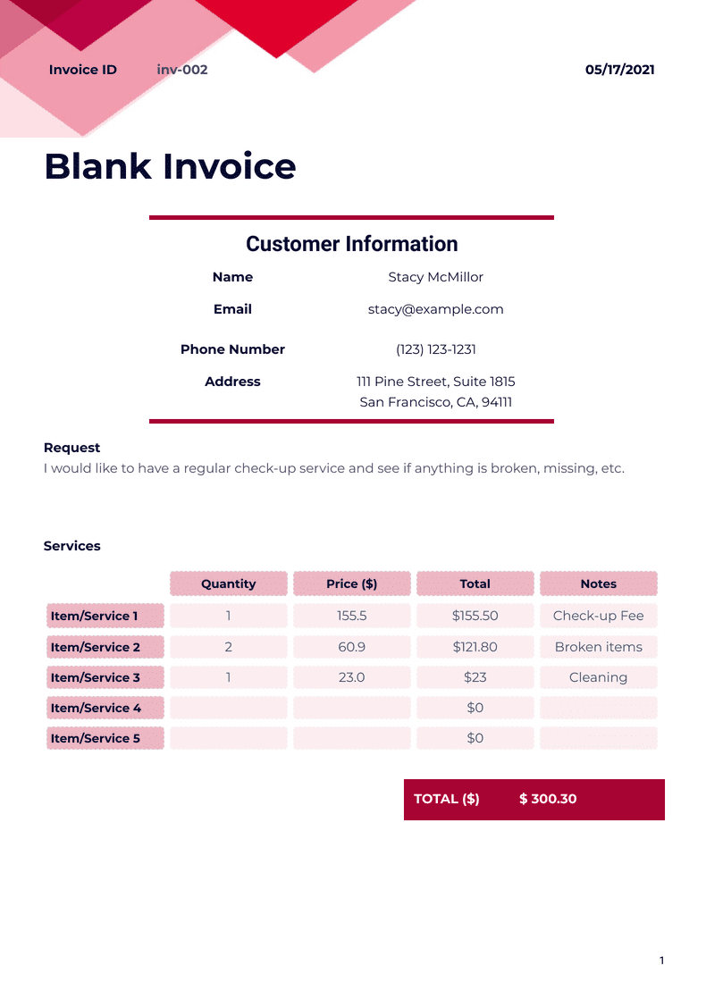 Blank Invoice - PDF Templates | Jotform