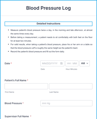 Blood Pressure Log Form Template | Jotform