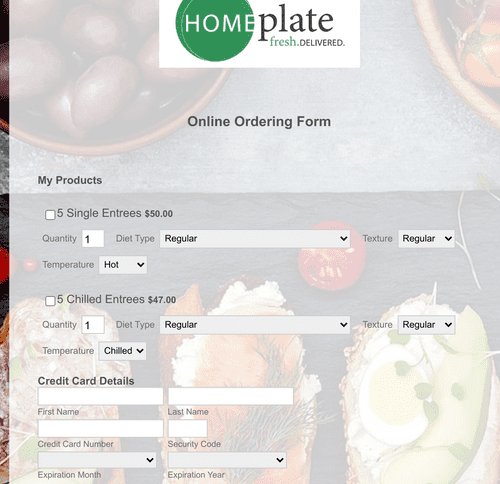 BlueSnap Food Online Order Form Template | Jotform