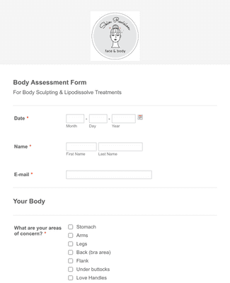 Body Assessment Form Template | Jotform