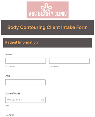 Body Contouring Client Intake Form Template | Jotform