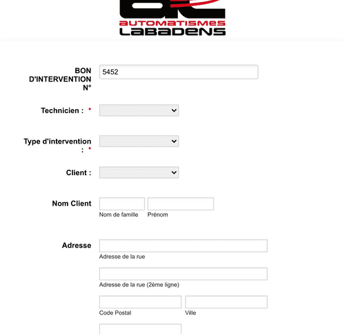 Bon d'intervention Modèle du formulaire | Jotform