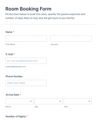 Book a Room Form Template | Jotform