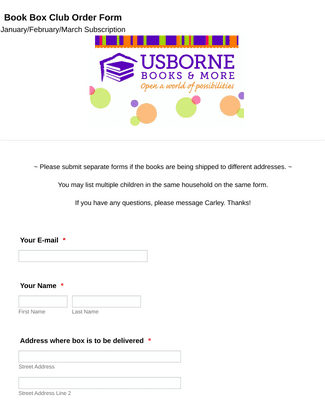Usborne Order Form Template | Jotform