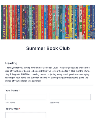 Book Club Membership Form Template | Jotform