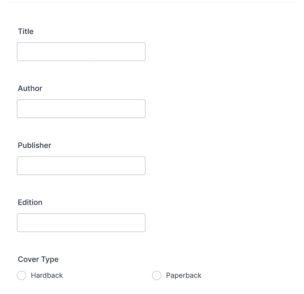 Book Inventory Information Record Form Template | Jotform