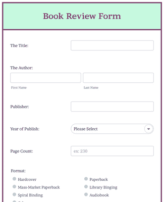 Book Review Form Template | Jotform