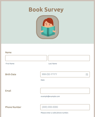 Book Survey Form Template | Jotform