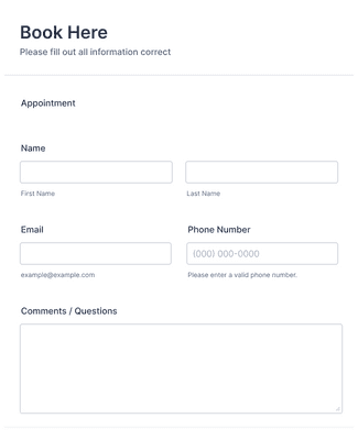 Booking Form with Calendar Form Template | Jotform