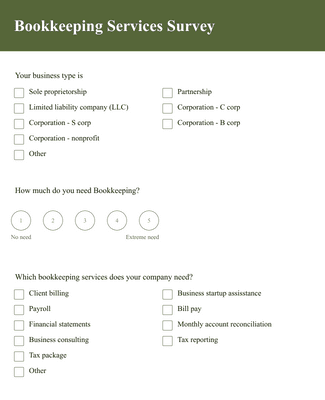 Bookkeeping Services Survey Form Template | Jotform