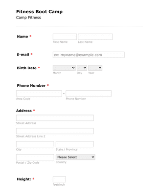 Fitness Boot Camp Registration Form Template | Jotform