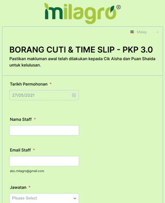 Borang Cuti PKP 3.0 Form Template | Jotform