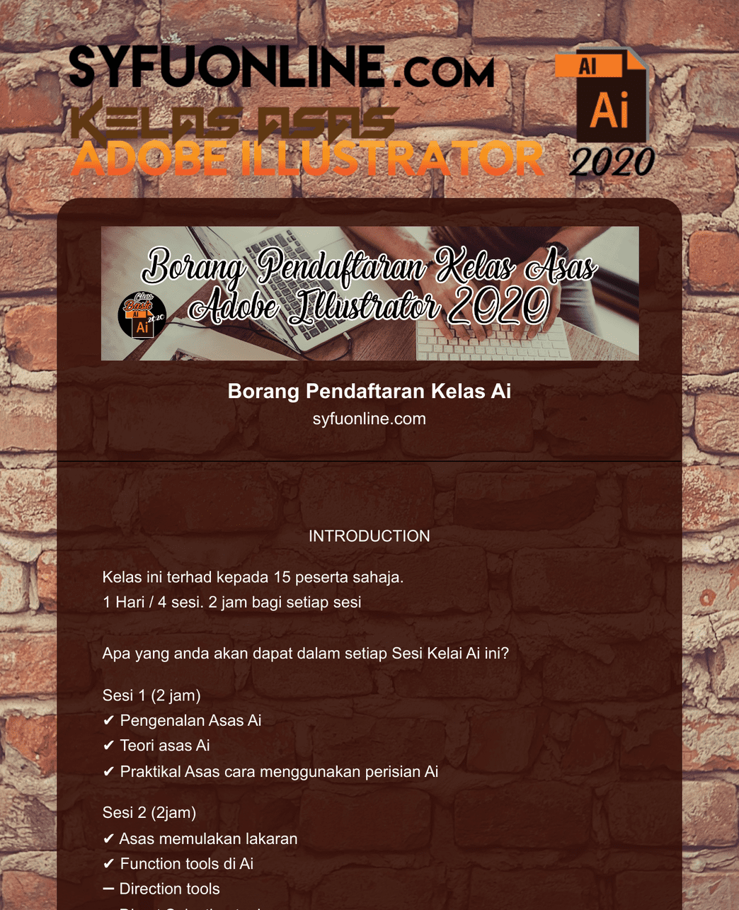 Borang Pendaftaran Kelas Ai Form Template | Jotform
