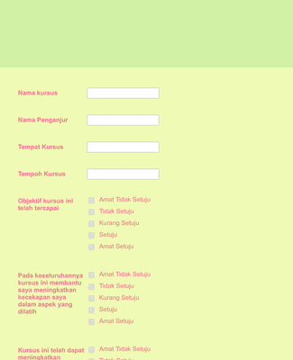 Borang Penilaian Kursus Latihan Mikroskopi Tibi/Kusta Form Template ...