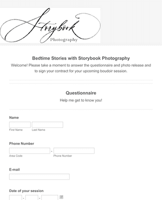 Boudoir Session Form Template | Jotform