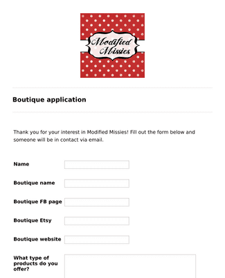 Boutique application Form Template | Jotform