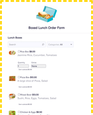 Boxed Lunch Order Form Template | Jotform