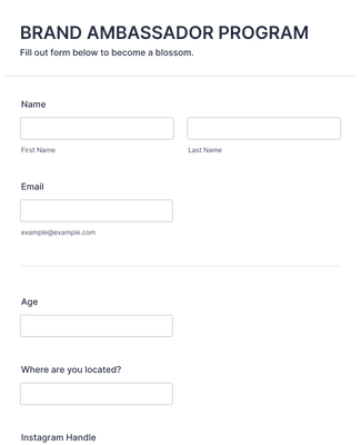 BRAND AMBASSADOR PROGRAM Form Template | Jotform