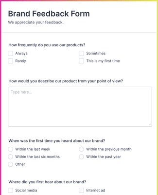 Brand Feedback Form Template | Jotform