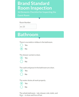 Brand Standard Room Inspection Form Template | Jotform