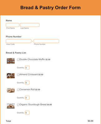 Bread & Pastry Order Form Template | Jotform