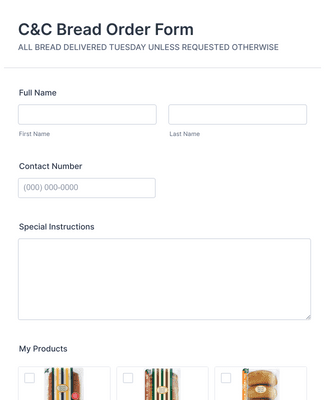 Bread Order Form Template | Jotform